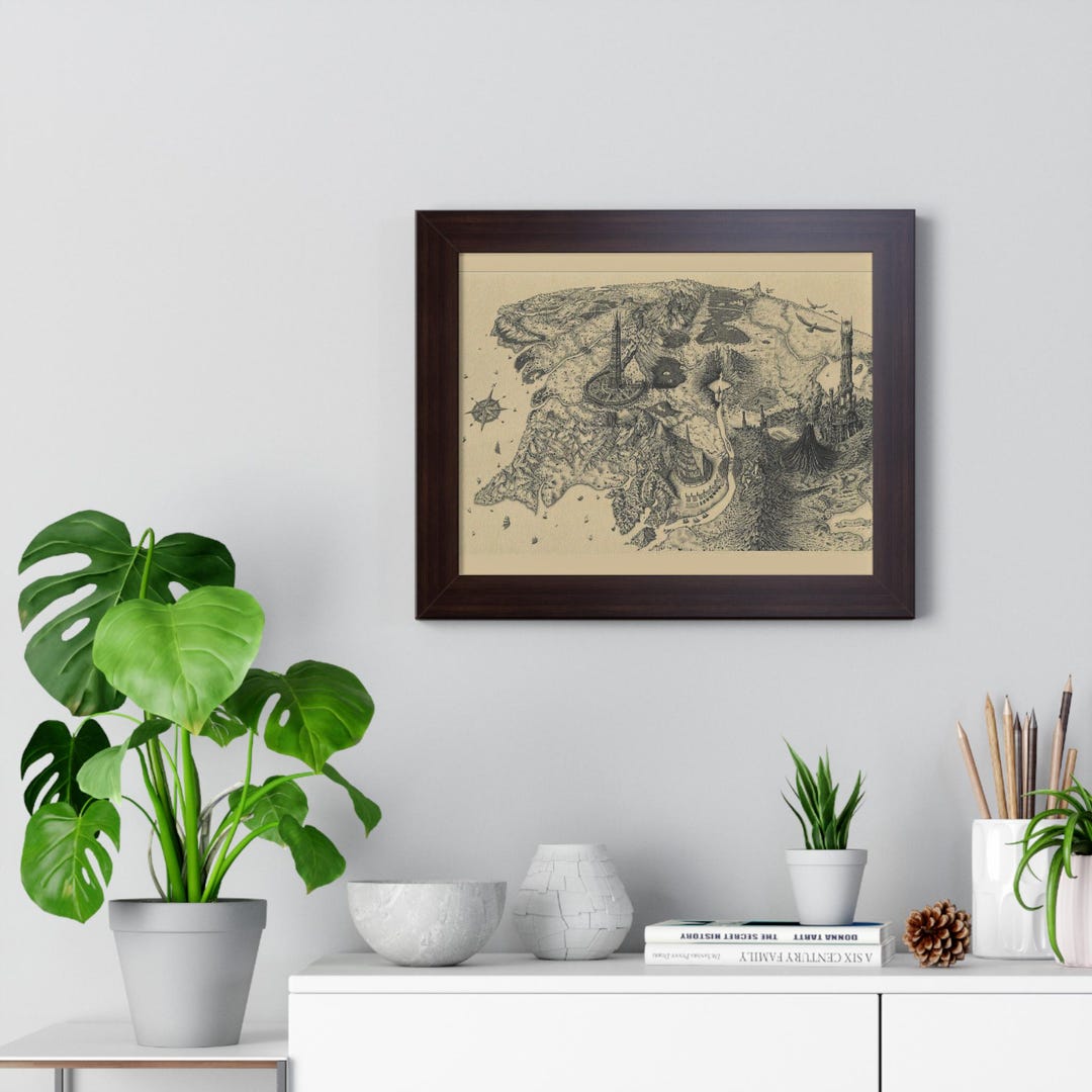 Lord of the Rings Map Framed Poster, Tolkien Fan Wall Art, Middle Earth ...