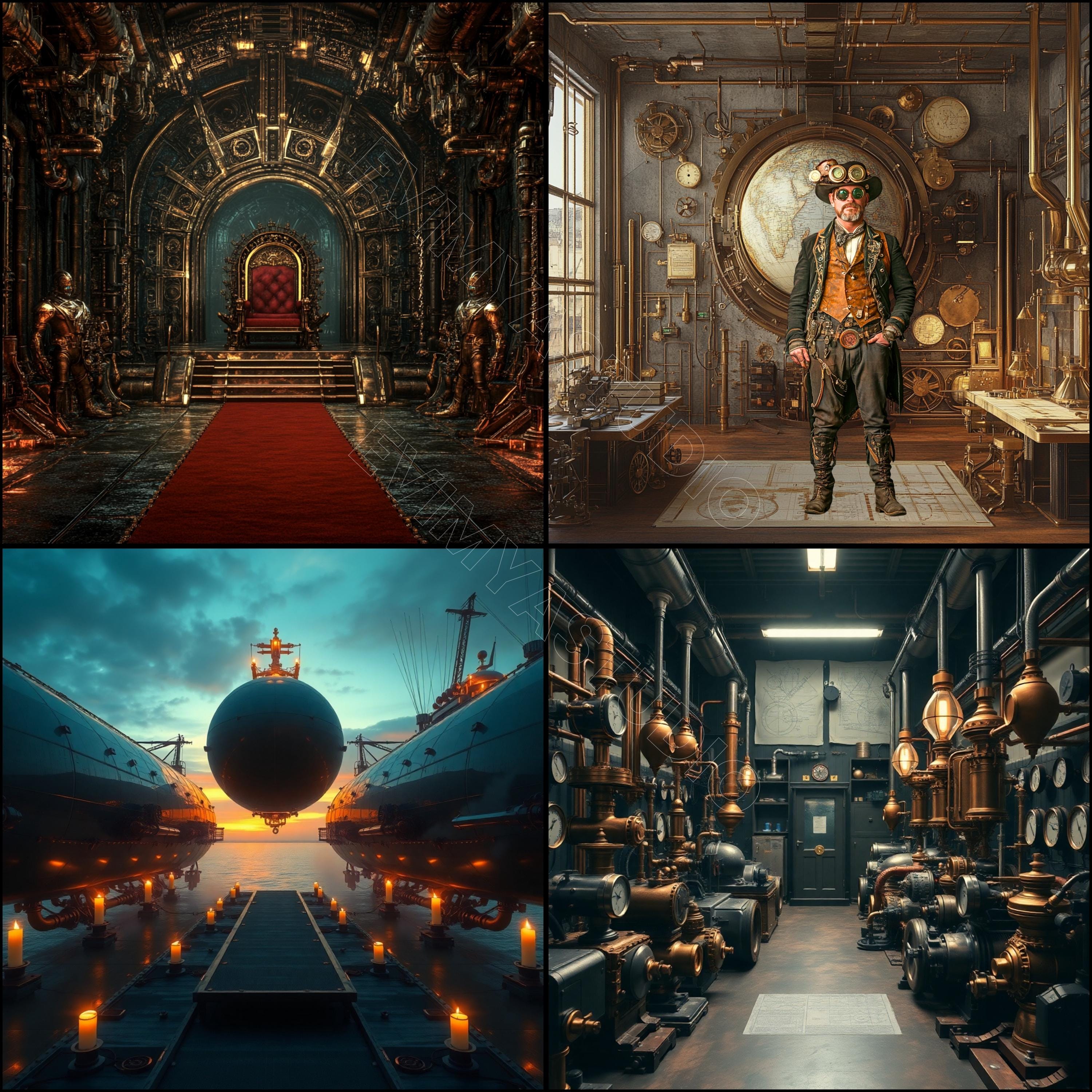 Steampunk Digital Backdrop: Industrial Fantasy Overlays, Cosplay ...