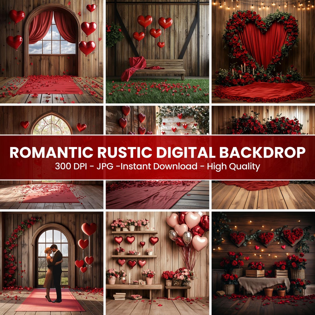 Rustic Valentine's Day Digital Backdrop: Red Wood Maternity Overlay ...
