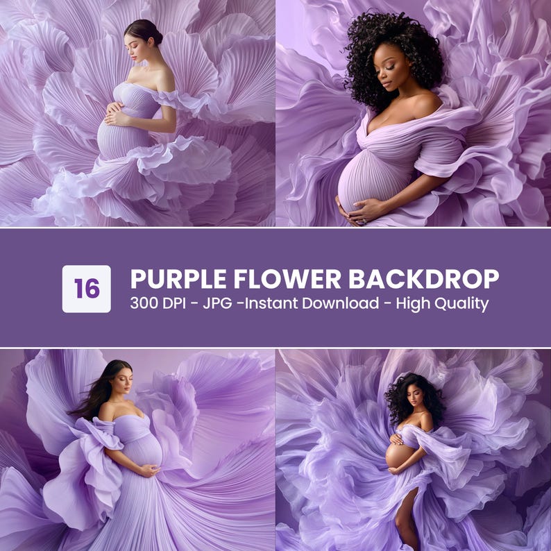 Purple Floral Spring Backdrops: Vibrant Flower Background for Portraits ...