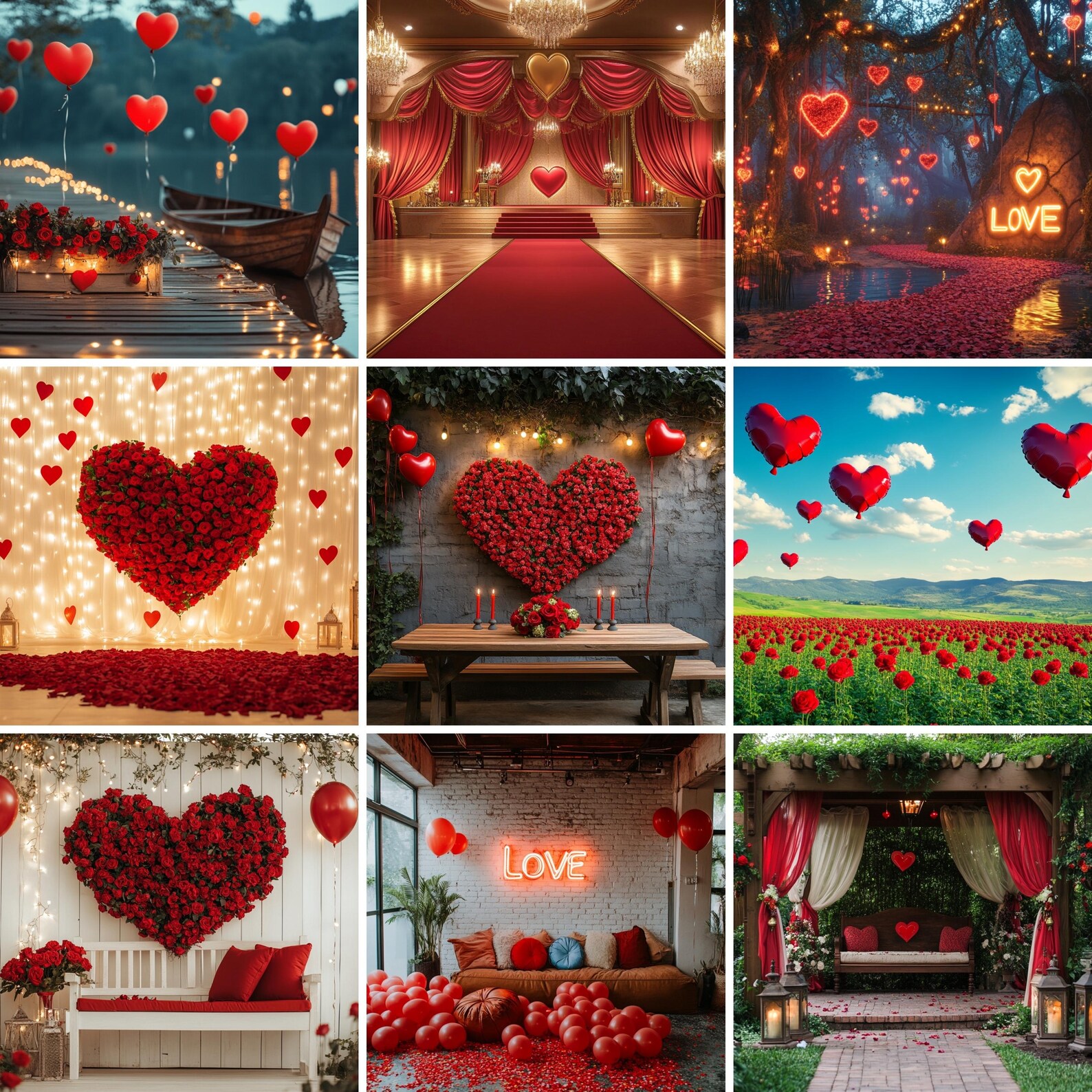 160 Valentine's Day Backdrop Bundle | Romantic Love-themed Digital ...