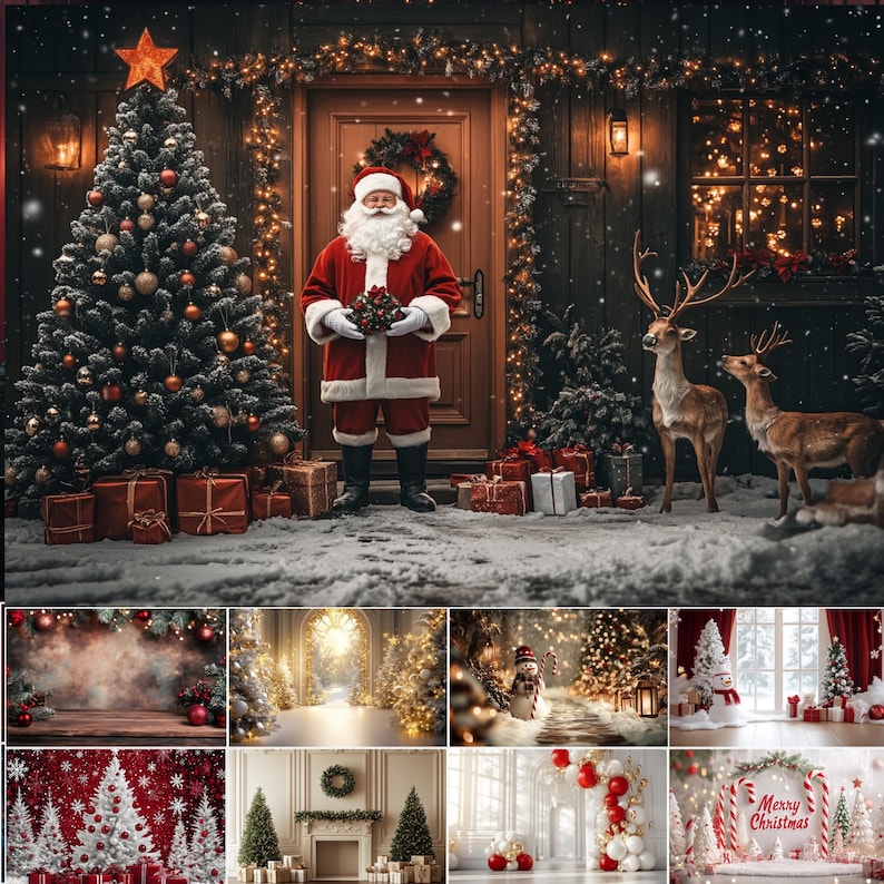 Christmas Digital Backdrop - 100 Festive Holiday Backgrounds for ...