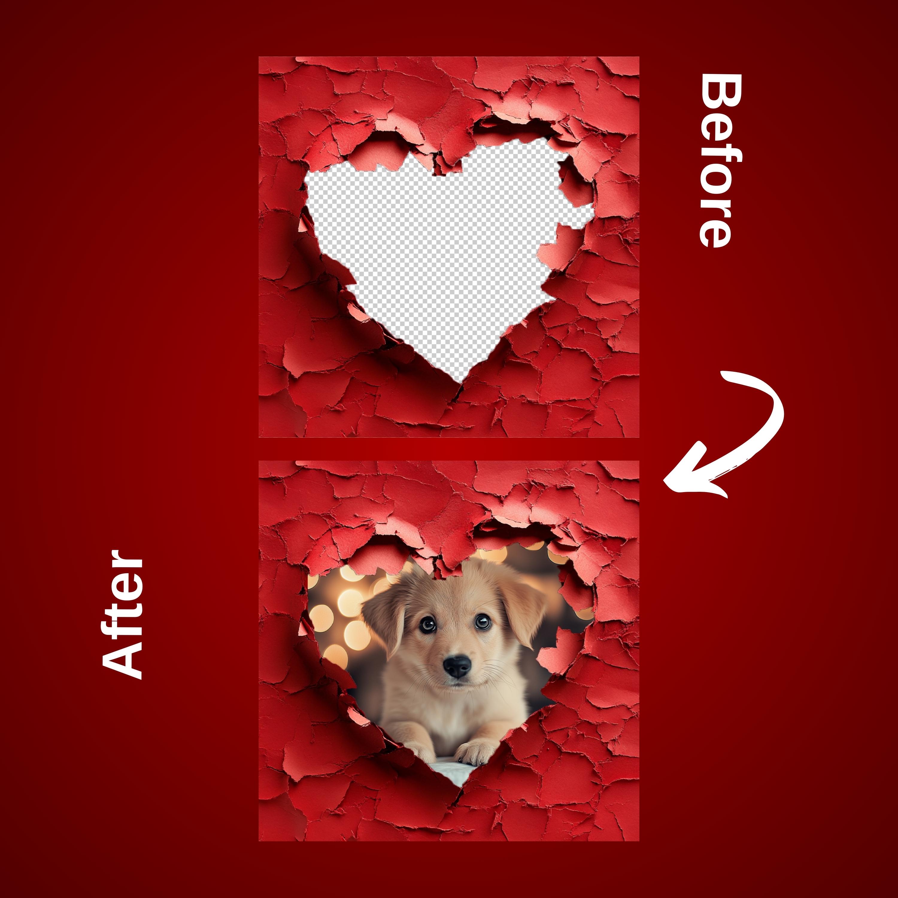 Ripped Paper PNG Overlays | Ripped Heart Digital Backgrounds for Pets ...