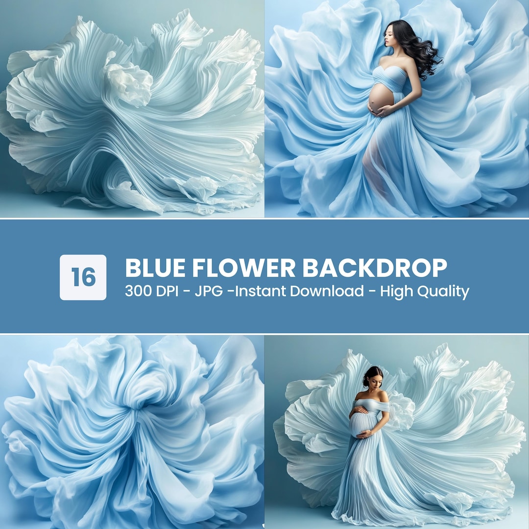 Fine Art Floral Blue Digital Backdrops Maternity Backdrop Overlays ...