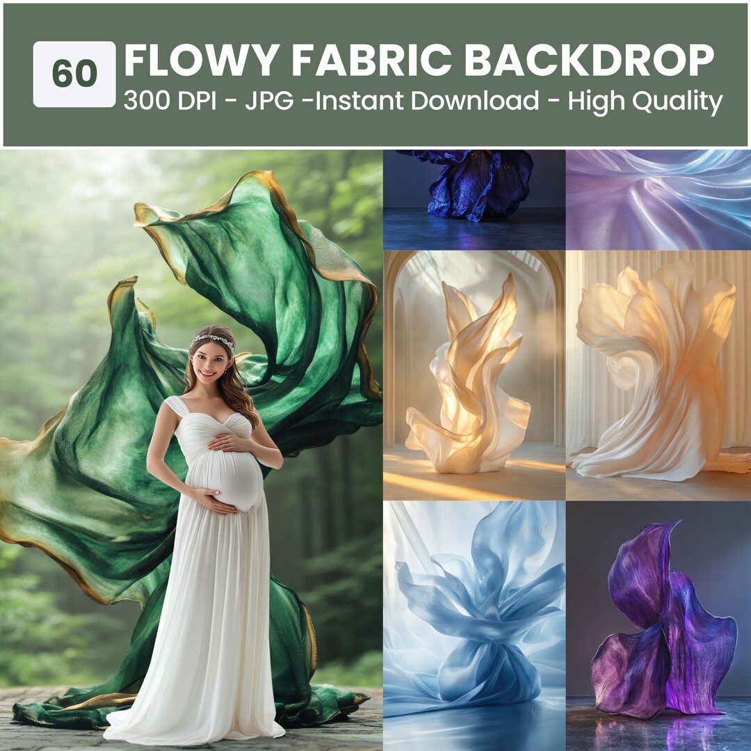 60 Flowy Fabric Digital Backdrops, Floral Silk Backgrounds, Elegant ...