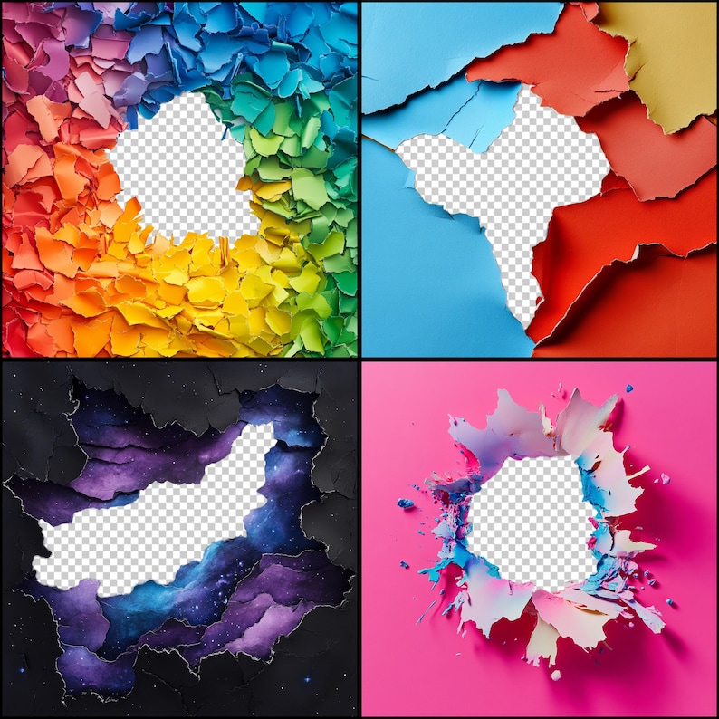 25 Ripped Paper PNG Overlays Bundle, Torn Digital Backdrops for ...