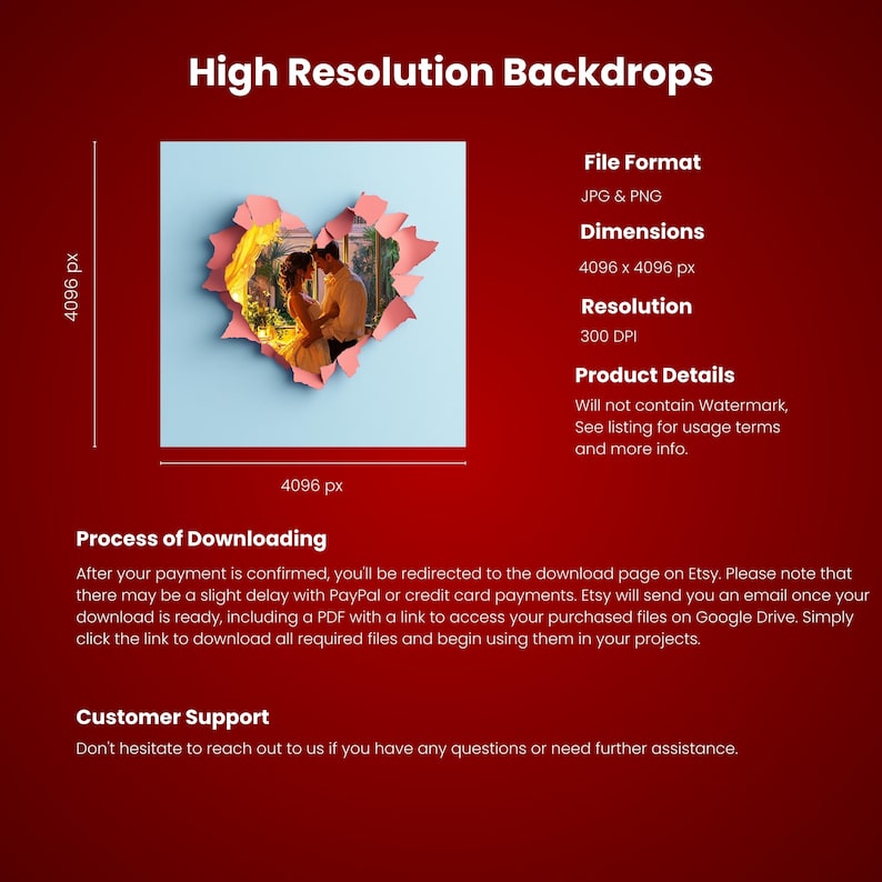 Ripped Paper PNG Overlays, Ripped Heart Digital Backgrounds, Valentines ...