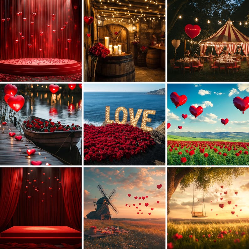 160 Valentine's Day Backdrop Bundle | Romantic Love-themed Digital ...