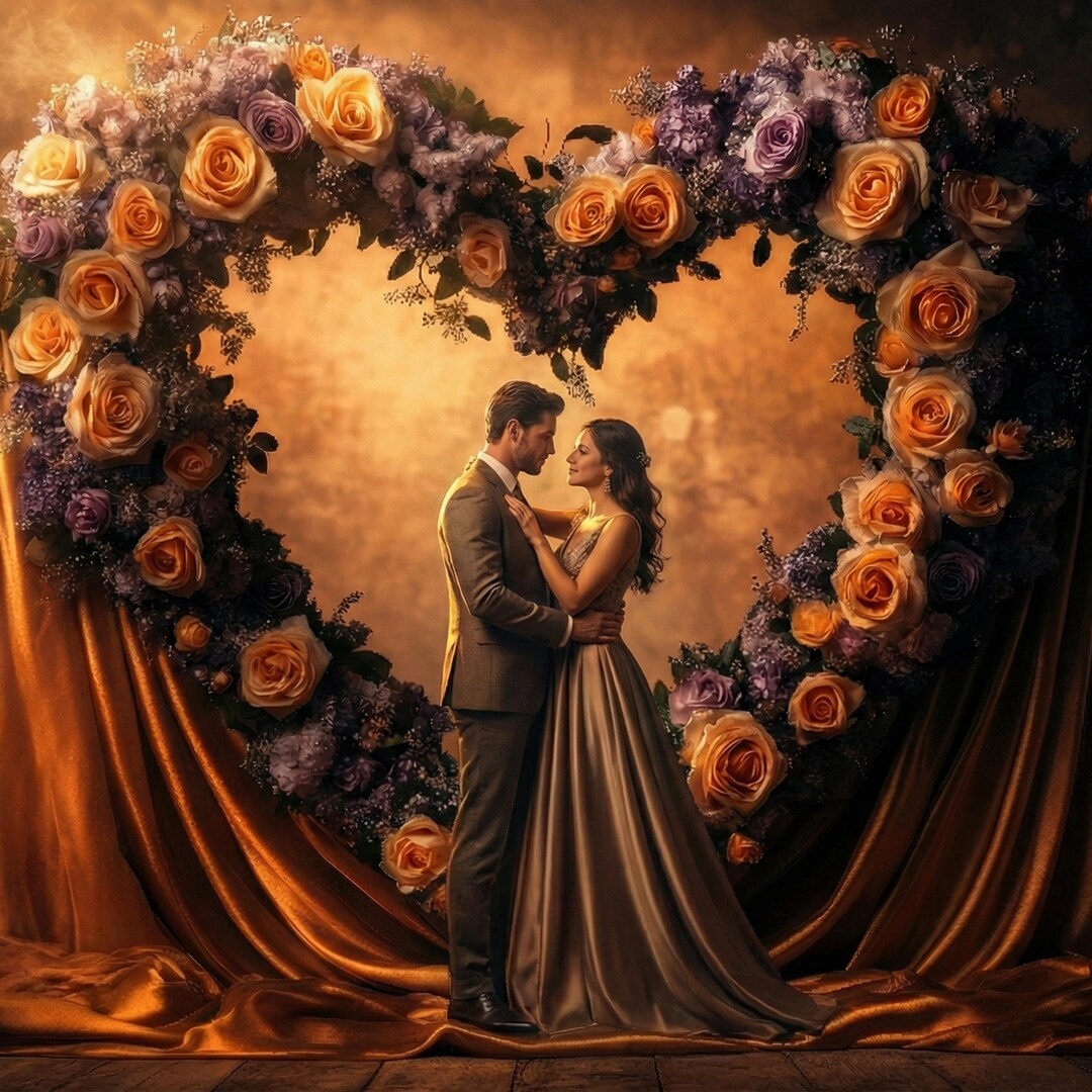 Heart Shaped Floral Backdrop Rose and Lavender Silk Flower Arch Studio ...