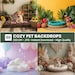 50 Cozy Pet Digital Backdrop: Fun Festive Decor – Dog & Cat Portrait ...