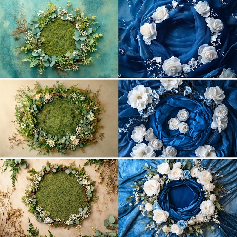80 Floral Newborn Digital Backdrops, Neutral Boho Baby Backgrounds ...