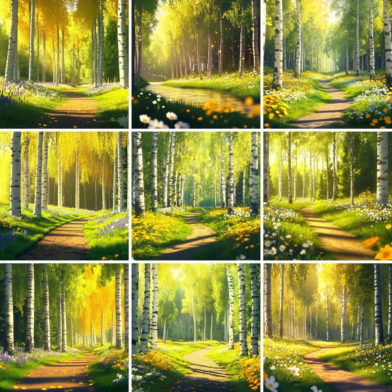 Spring Forest Digital Backdrop Overlay With Daisy Flowers Lush Green ...