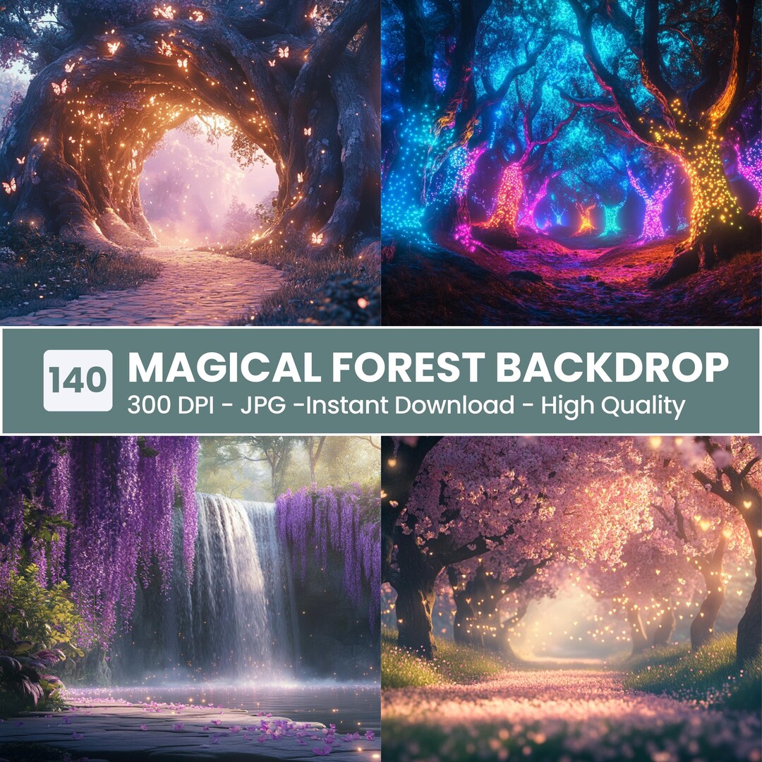 Enchanted Forest Digital Background, Spring Nature Path Backdrop, Lush ...