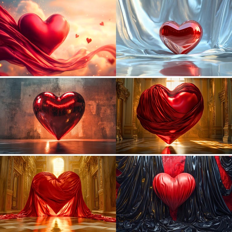 Red Heart Valentine Digital Backdrop: Romantic Silk Overlay – Maternity ...