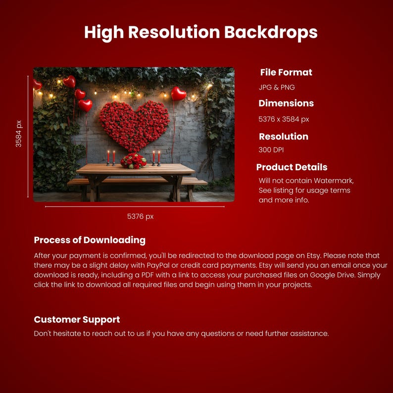 160 Valentine's Day Backdrop Bundle | Romantic Love-themed Digital ...