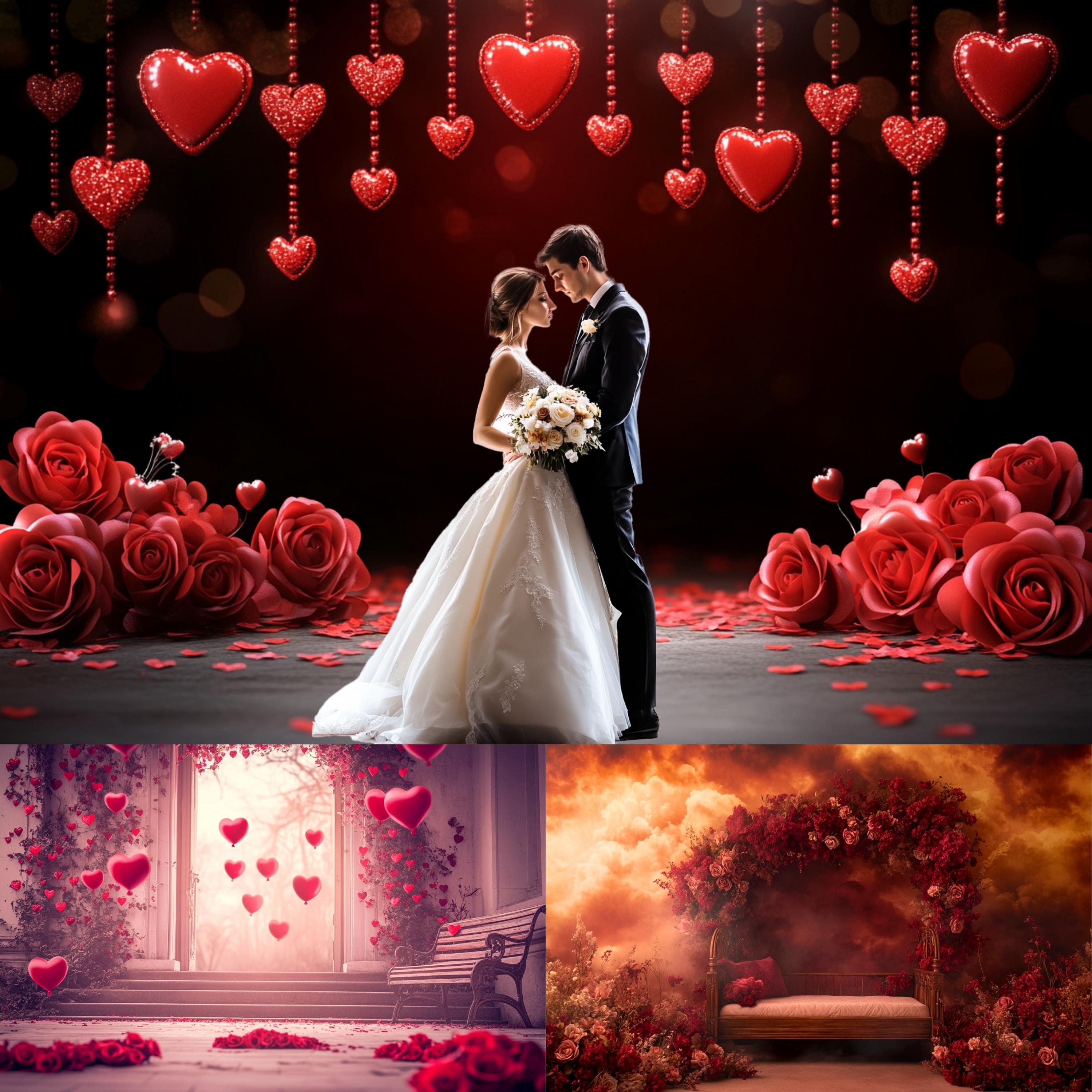 Romantic Wedding Digital Backdrops for Photoshop, Love Photo Overlays ...