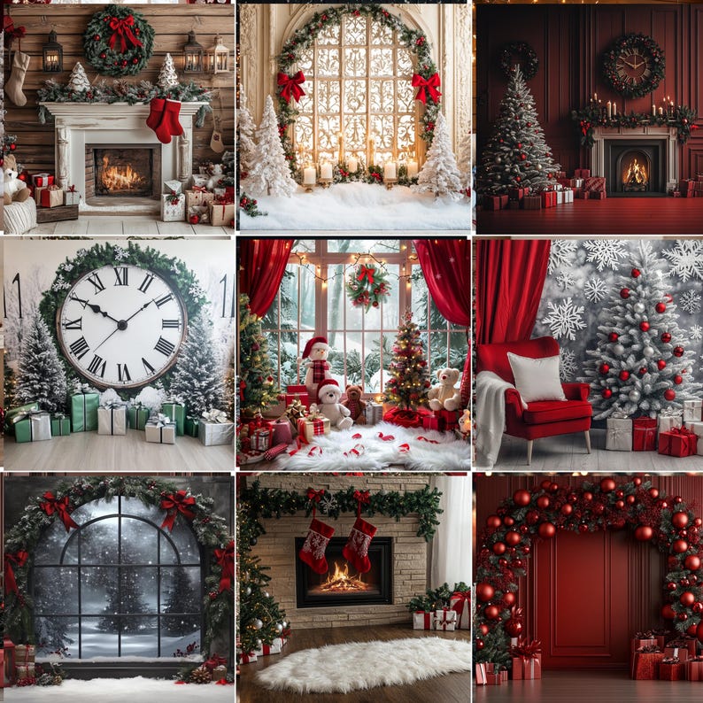 Christmas Digital Backdrop - 100 Festive Holiday Backgrounds for ...