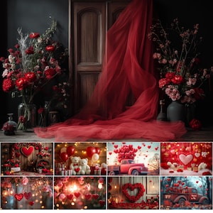 120 Valentine's Day Digital Backdrop | Red Backdrops for Maternity ...