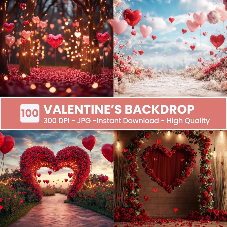 100 Valentine's Day Digital Backdrops | Romantic Digital Love ...
