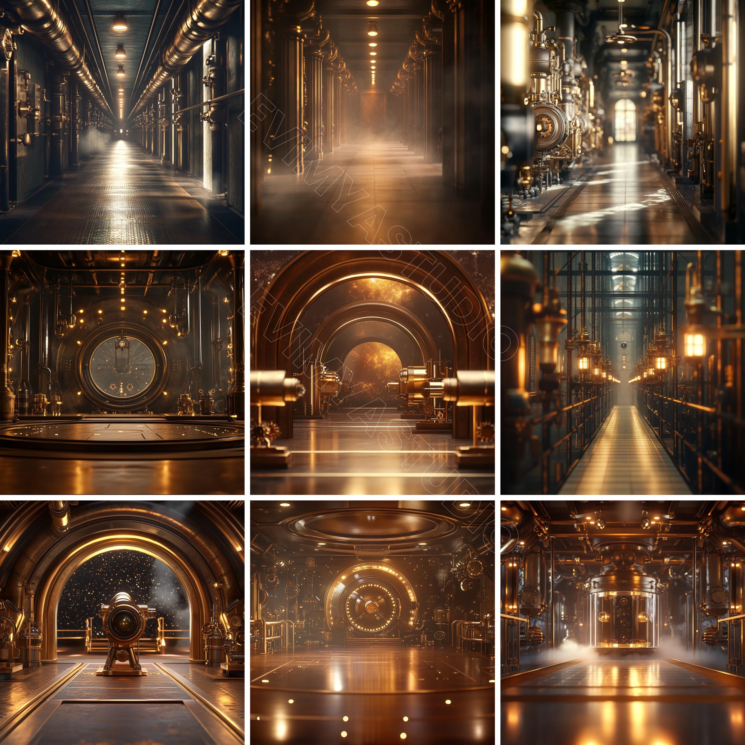 Steampunk Digital Backdrop: Industrial Fantasy Overlays, Cosplay ...