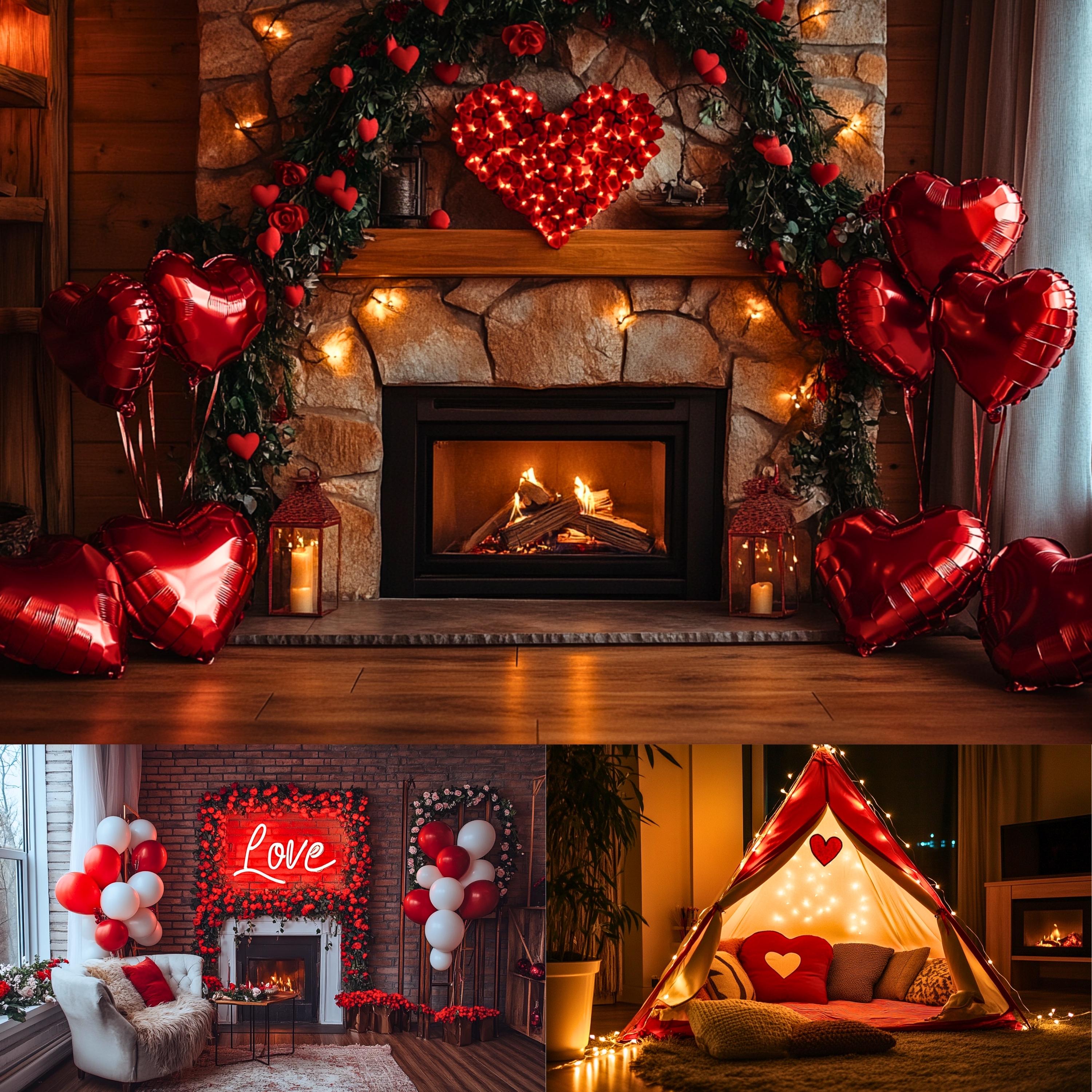 Valentine Digital Backdrop Bundle: Romantic Heart Overlay – Couple ...