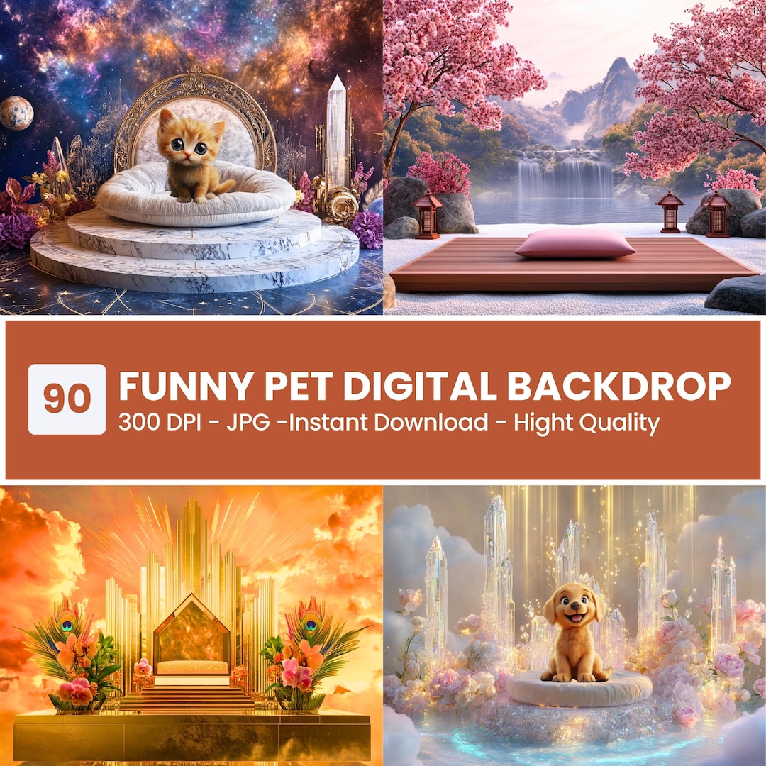 Pet Photography Backgrounds, Whimsical Pet Memorial Backdrop, Festive ...