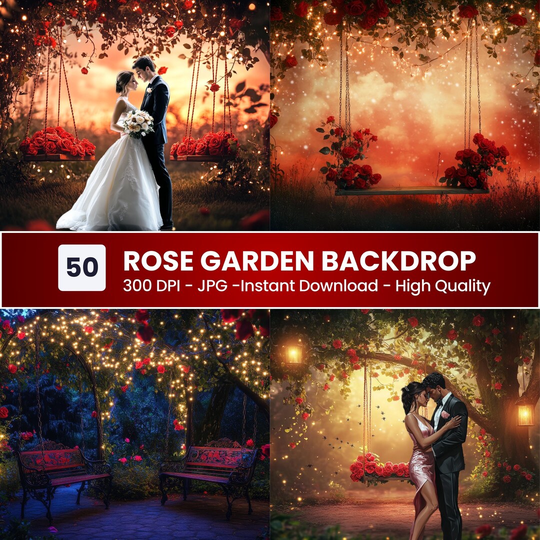 Rose Garden Swing Digital Backdrop: Romantic Floral Overlay – Bridal ...