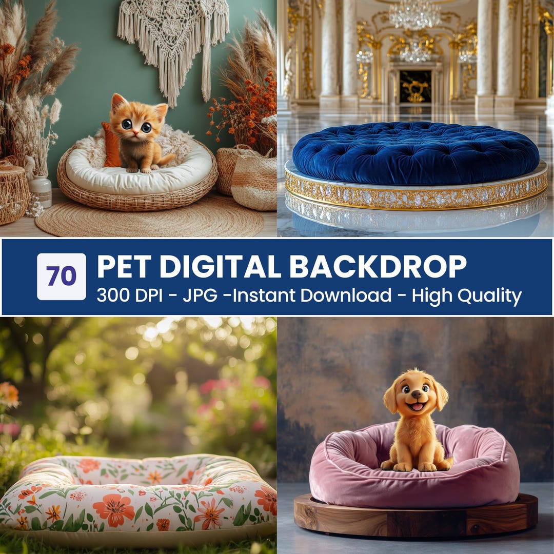 Cats & Dogs Digital Backgrounds, Whimsical Pet Backdrops, Cute Animal ...