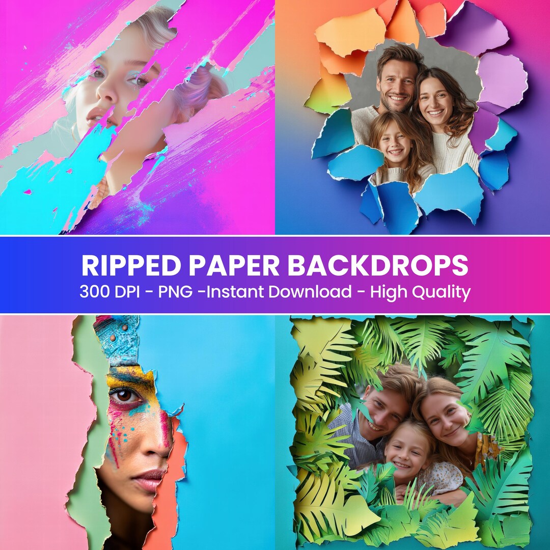 Ripped Paper PNG Overlays: Vintage Fotografie Texturen (Digital ...