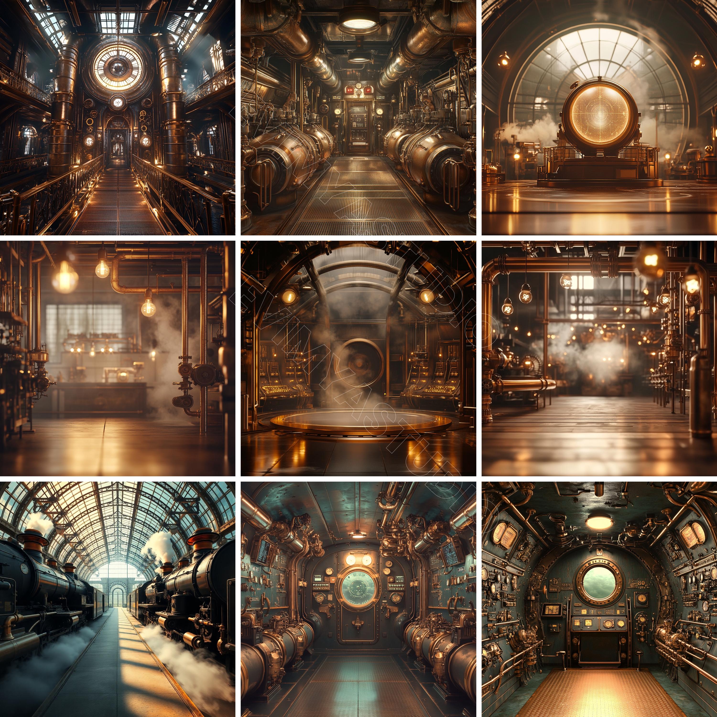 120 Steampunk Digital Backgrounds, Dark Steampunk Backdrops for ...