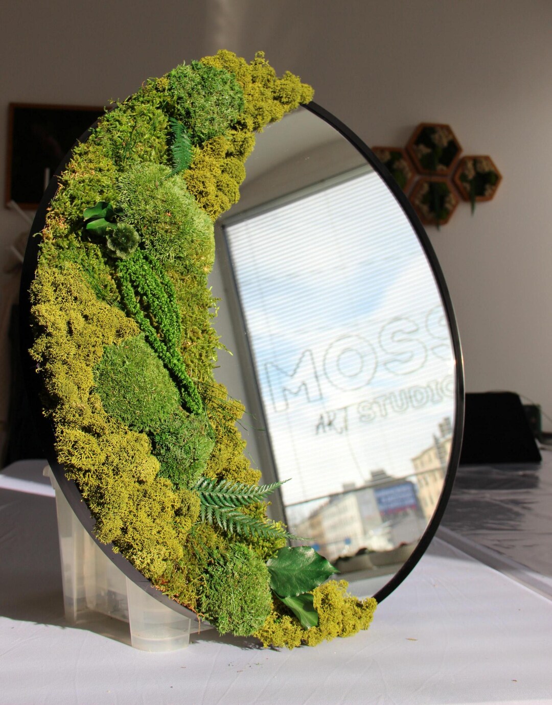 Moss Art Mirror, Mirror With Moss, Moss Art Decor, Moss Mirror, Eco ...