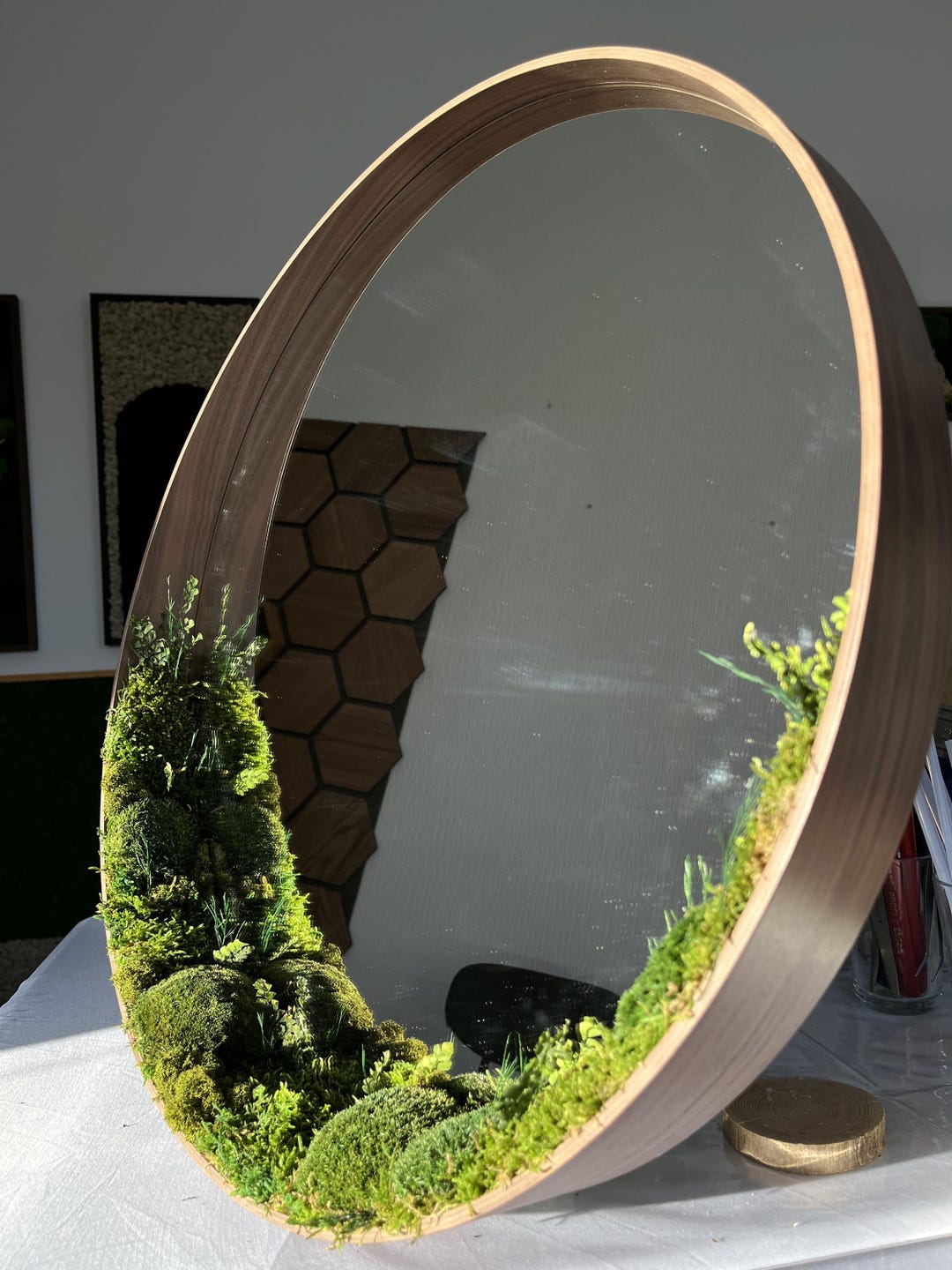 Moss Art Mirror, Mirror With Moss, Moss Art Decor, Moss Mirror, Eco ...