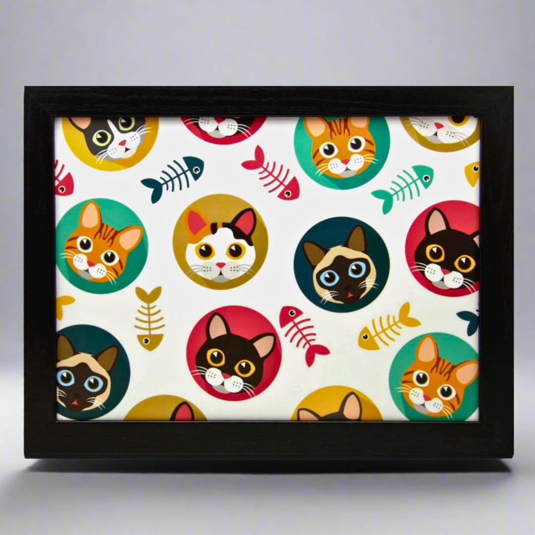 Funny Cat Lap Tray, Cushioned Bean Bag Padded Dinner Table Trays Gift ...