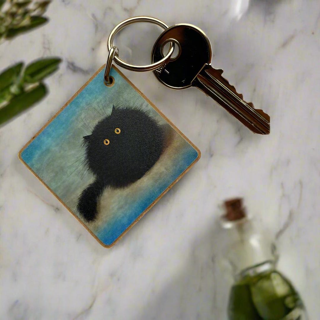 Funny Black Cat Keyring, OREO, Key Ring, Key Chain, Bag Accessory ...