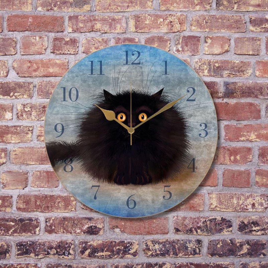 Oreo Black Cat Wall Clock, Cat Themed Clock, Cat Lovers Clock, Cat ...