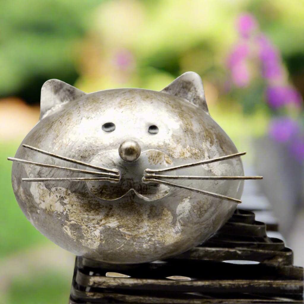 Metal Cat Sculpture, Cat Figurine, Cat Statue, Twisted Iron Standing ...