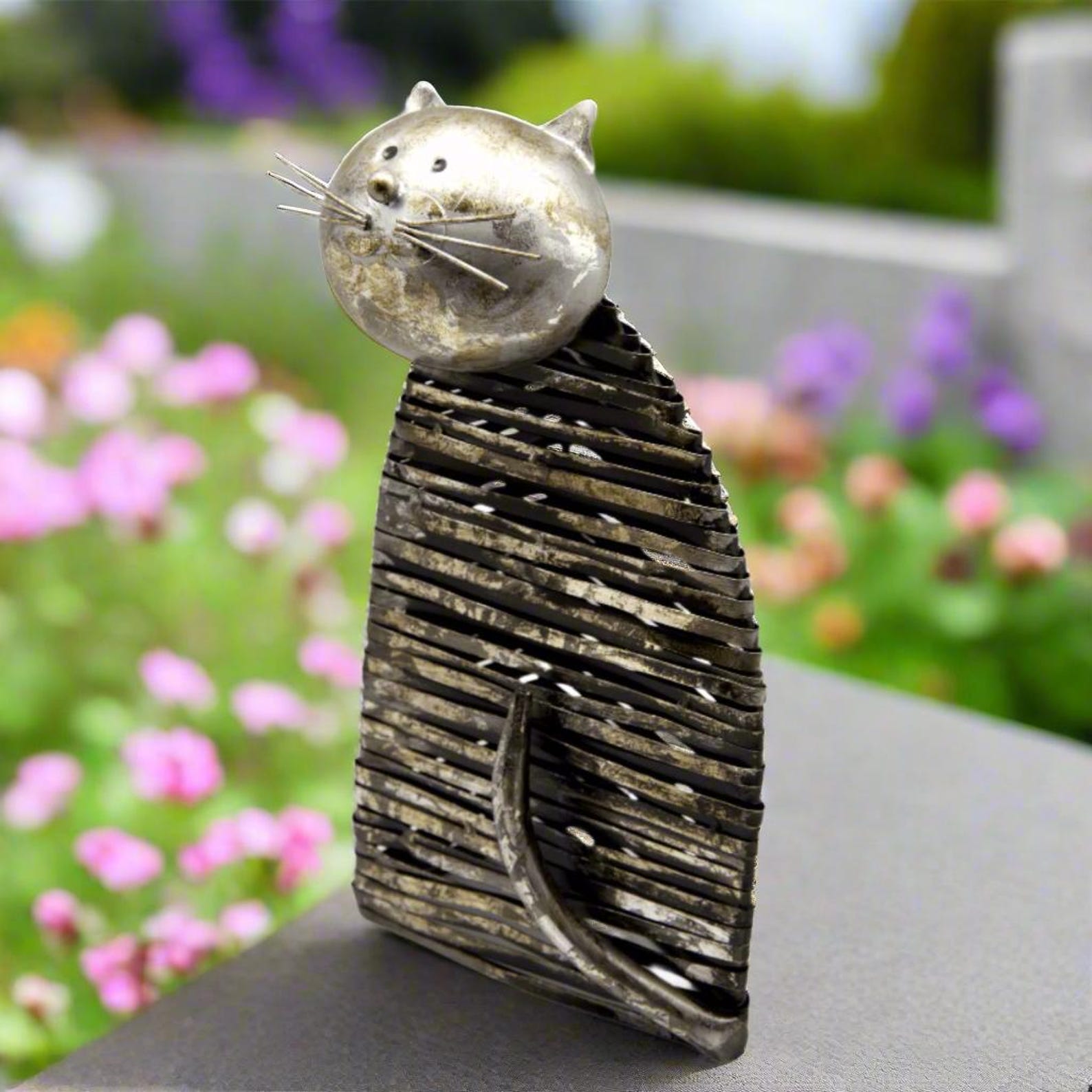 Metal Cat Sculpture, Cat Figurine, Cat Statue, Twisted Iron Standing ...