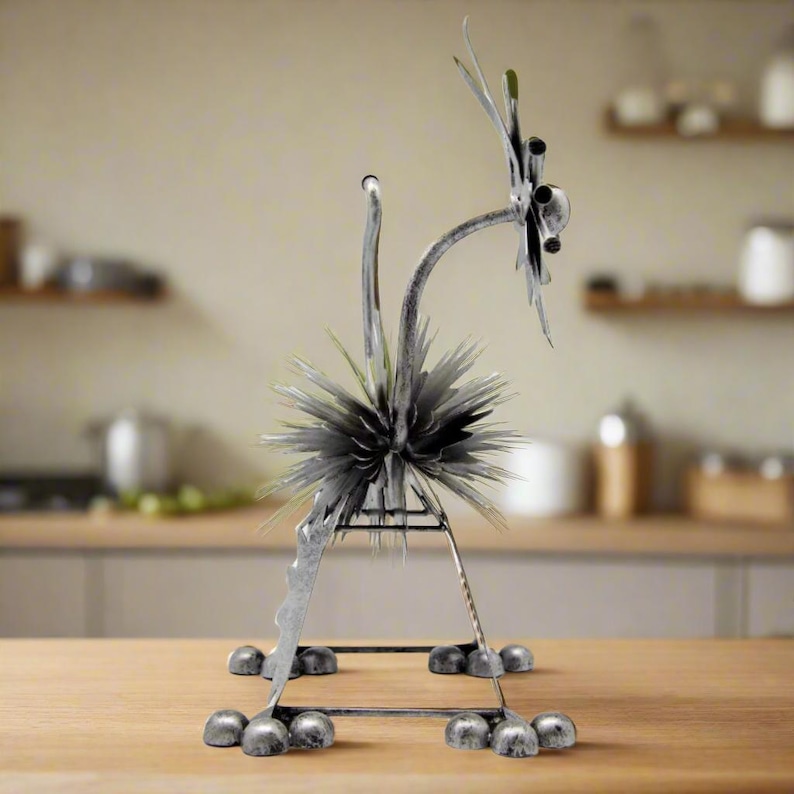 Metal Cat Sculpture, Cat Figurine, Cat Statue, Scrap Metal Standing Cat ...