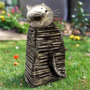 Metal Cat Sculpture, Cat Figurine, Cat Statue, Twisted Iron Standing ...