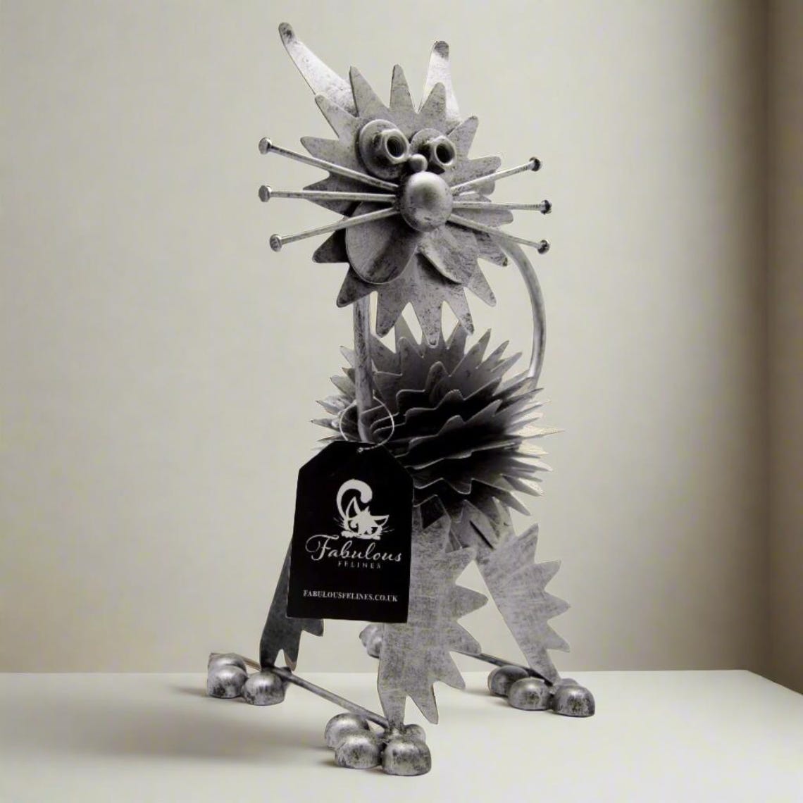 Metal Cat Sculpture, Cat Figurine, Cat Statue, Scrap Metal Standing Cat ...