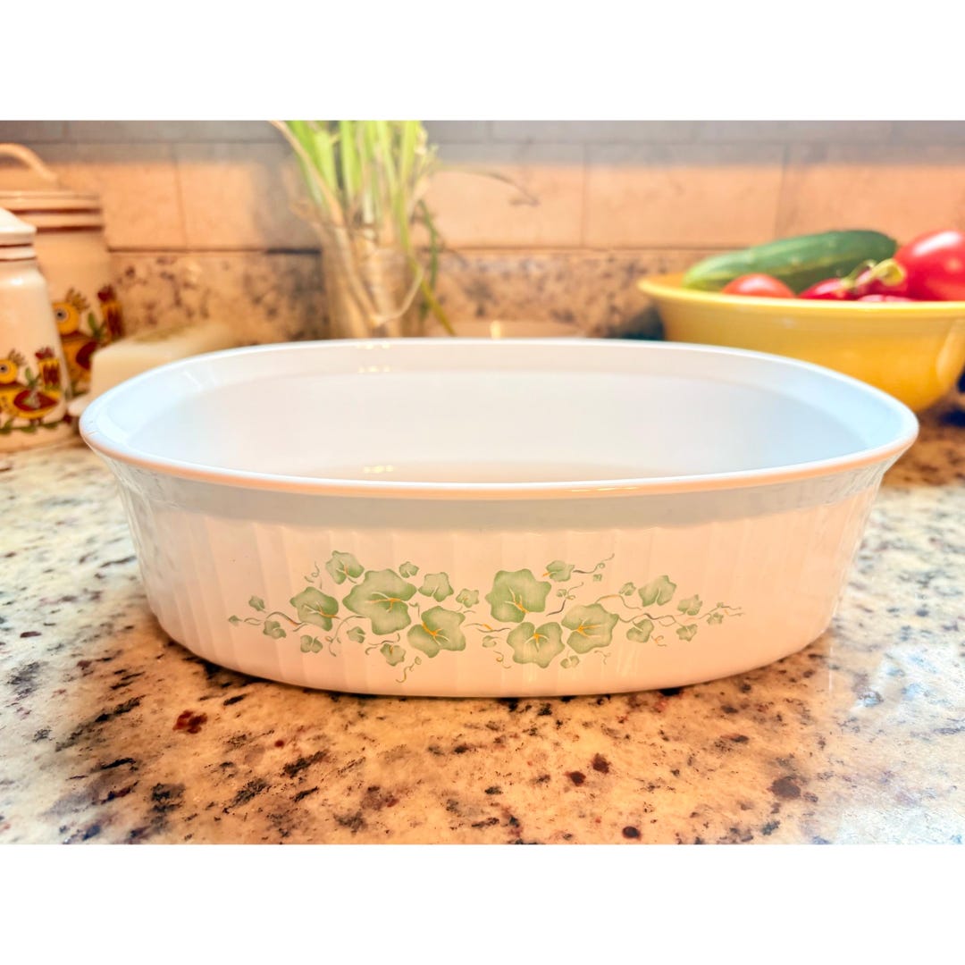 Vintage Corning Ware Green Ivy 2.8L Oval Casserole Dish With Lid (F-2-B ...