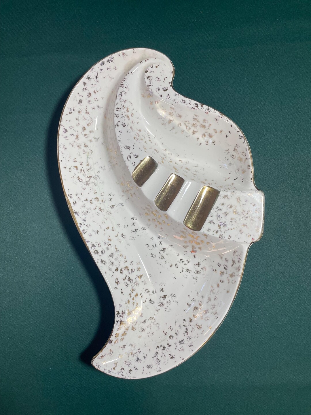 Mid-century Modern Atomic Gold Speckled Ceramic Ashtray – Retro 1950s ...