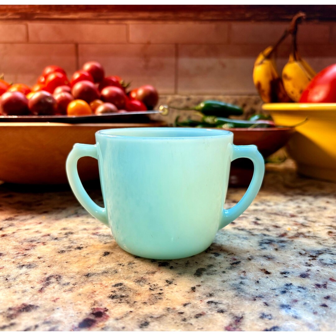 Vintage Fire King Azurite Blue Milk Glass Sugar Bowl 1940s Anchor ...