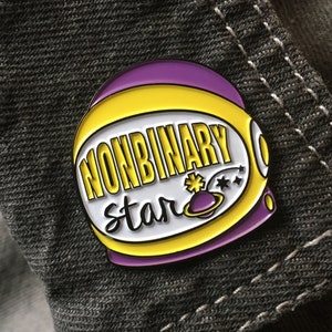 Nonbinary Pride, Enamel Pin, Nonbinary Star, Soft Enamel, Space Helmet ...