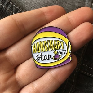 Nonbinary Pride, Enamel Pin, Nonbinary Star, Soft Enamel, Space Helmet ...
