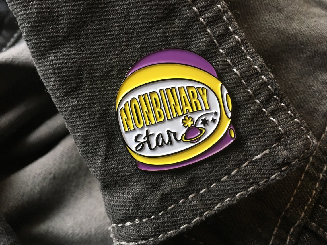 Nonbinary Pride, Enamel Pin, Nonbinary Star, Soft Enamel, Space Helmet ...