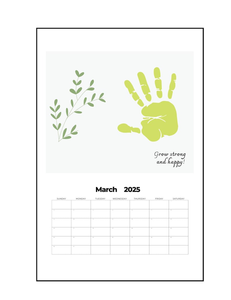 2025 Handprint Calendar Printable Handprint Craft Handprint Keepsake ...