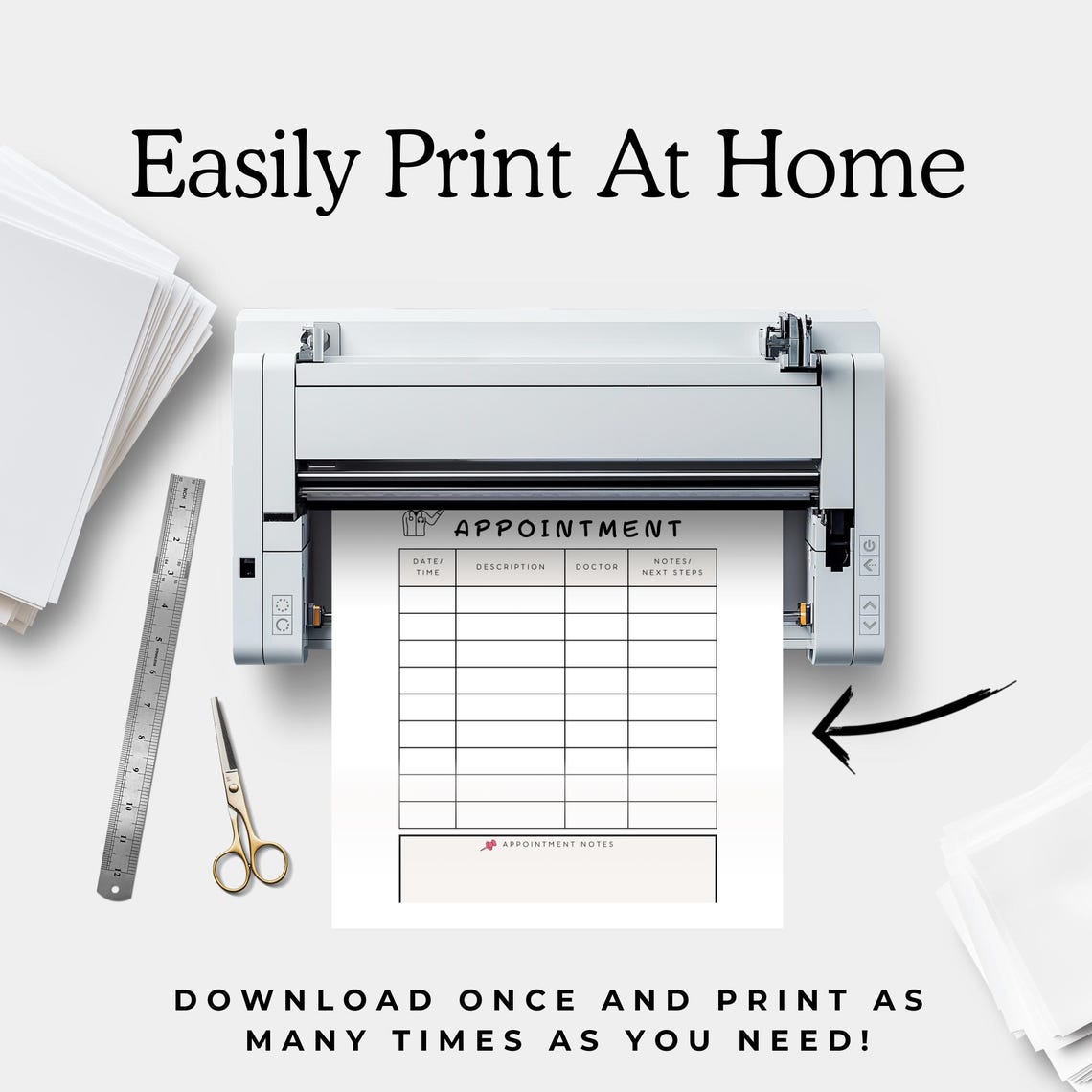 Printable Medical Appointment Tracker | Minimalist One-page Health ...