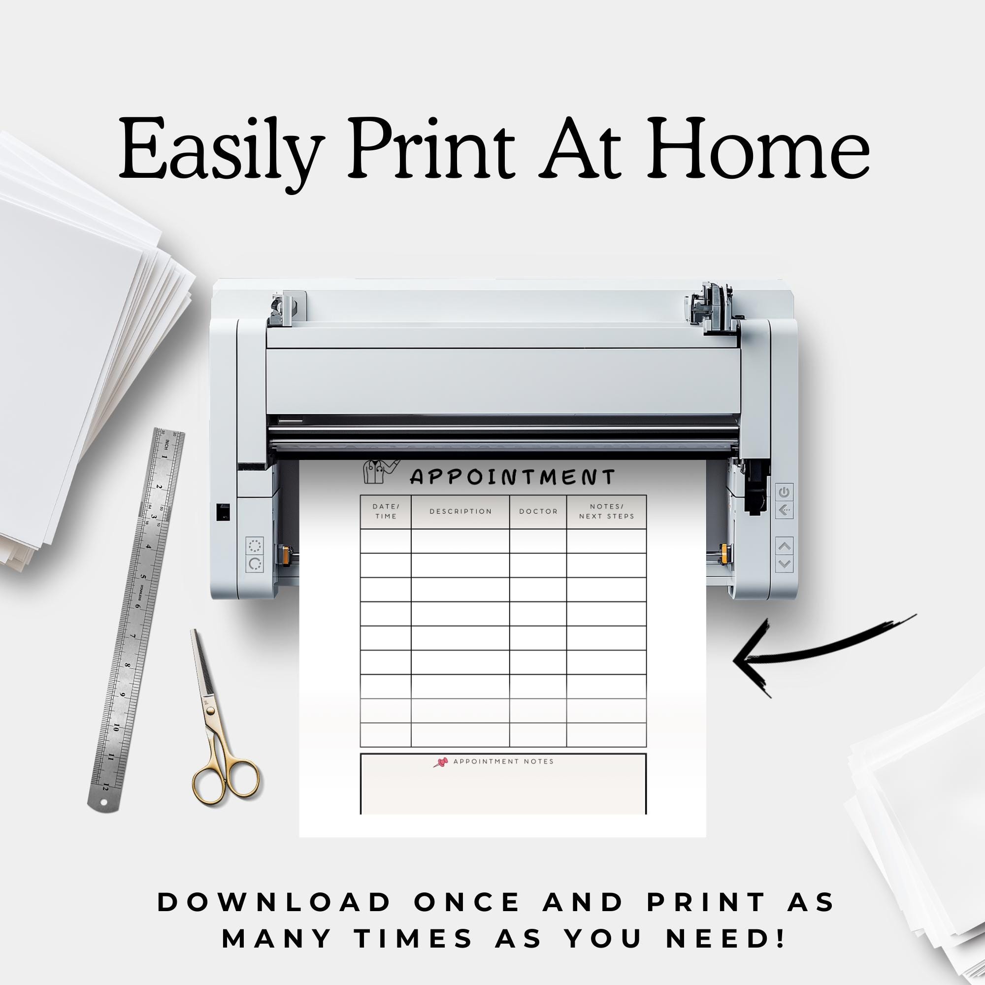 Printable Medical Appointment Tracker | Minimalist One-page Health ...