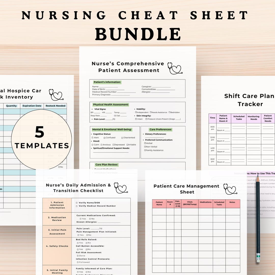 Hospice Nurse Cheat Sheet Bundle, Printable Assessment Form, Nursing ...